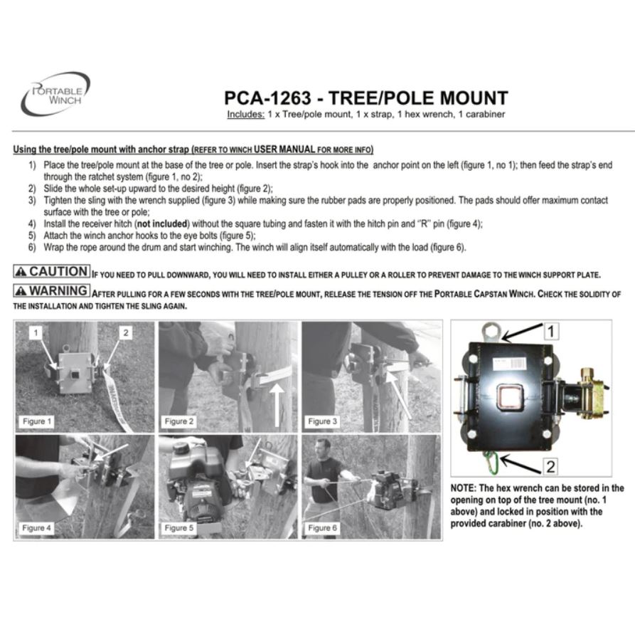 Portable Winch - Tree Mount Winch Anchoring System With Rubber Pads ...