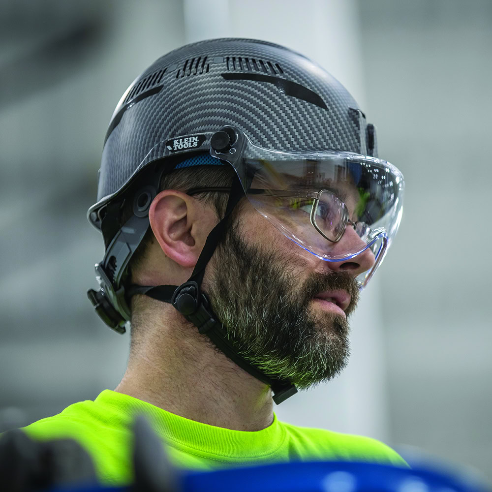 Klein Safety Helmet, Premium KARBN™ Pattern, Vented, Class C, Headlamp ...